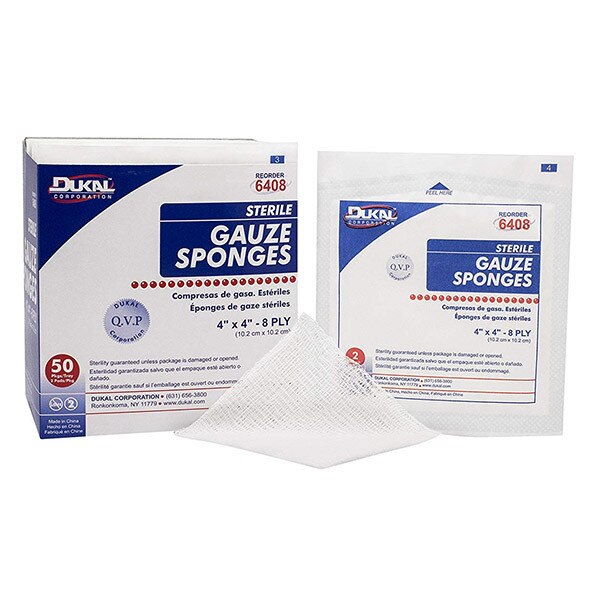 4" x 4" 8-Ply Sterile Cotton Gauze Pads (Count: 100 per box) | MedSTAT
