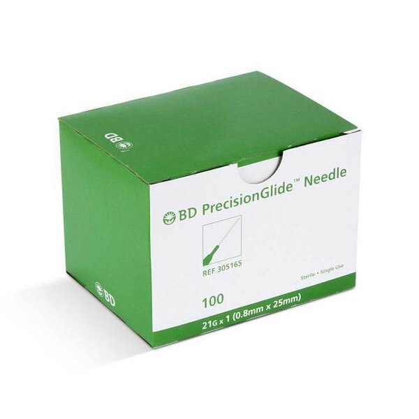 BD Needle, 21G X 1", Hypodermic, 100/BX | MedSTAT