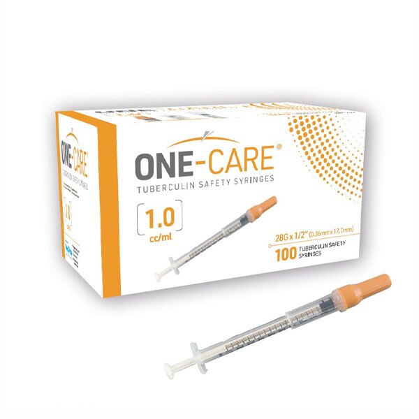 TB Syringe - 28g x 1/2in - 1mL - Safety - BROWN - 100/Box | MedSTAT