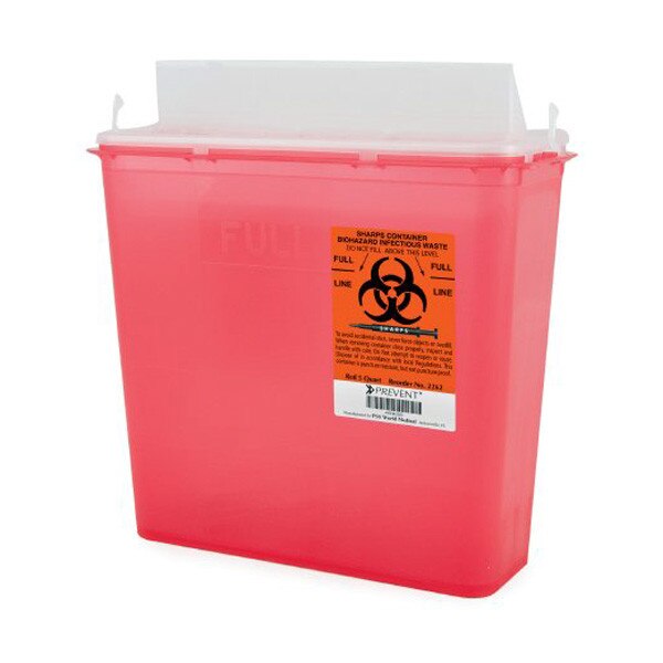 Prevent Sharps Collection Container - Red - 5 Quart | MedSTAT