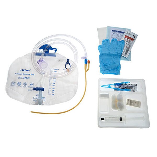 Intermittent Catheter Tray - 16 Fr 16in with 5cc Balloon | MedSTAT