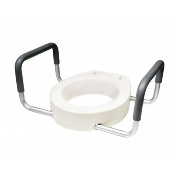 Lumex 6482R-2 Deluxe Round Toilet Seat Riser with Removable Armrest ...